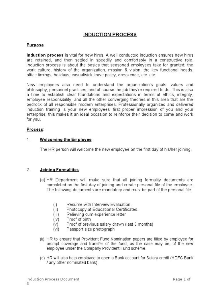 Induction Process | Employment