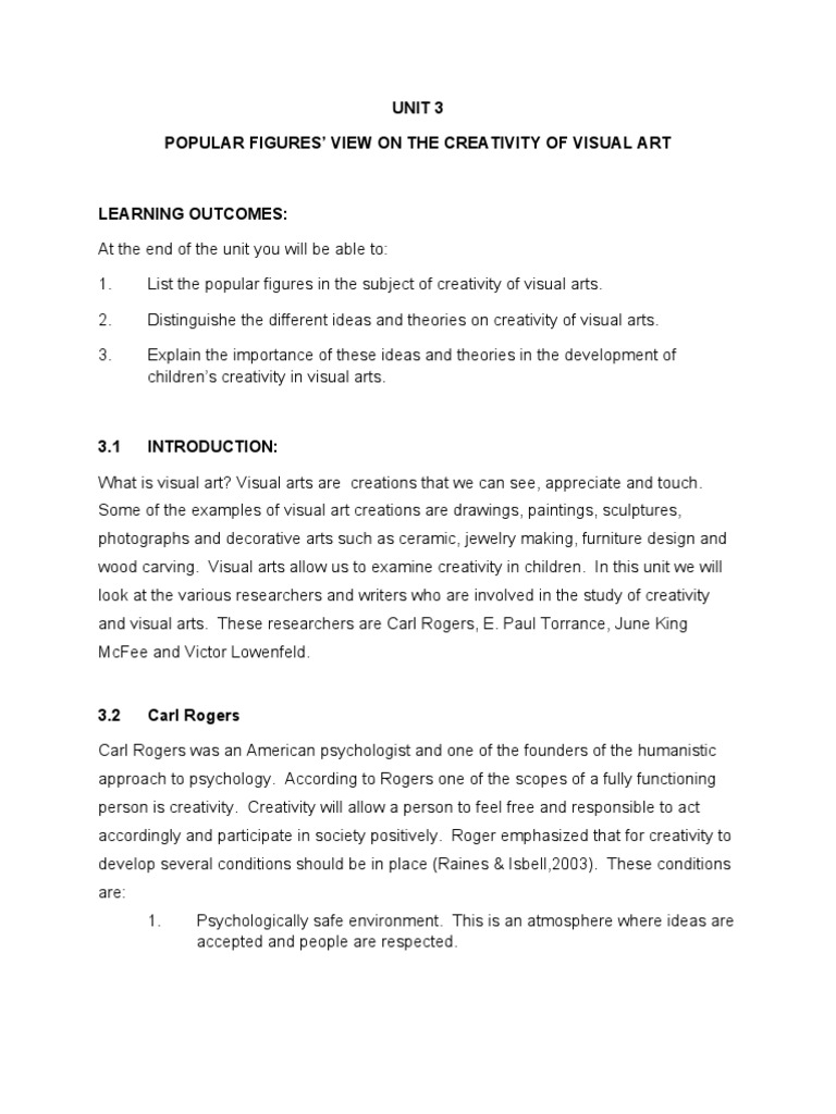 UNIT 3 - Creativity Expression | PDF | Creativity | Awareness