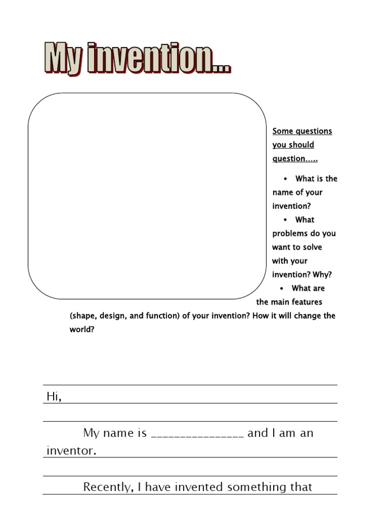 Invention Worksheet for Young Inventors | PDF | Art | Self-Improvement