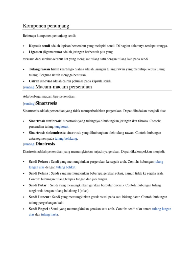 Komponen Penunjang Sendi | PDF
