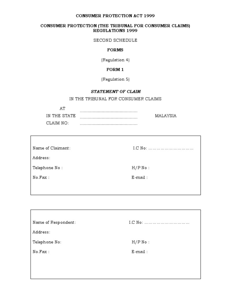Consumer Protection Act 1999 Consumer Protection (The Tribunal For ...