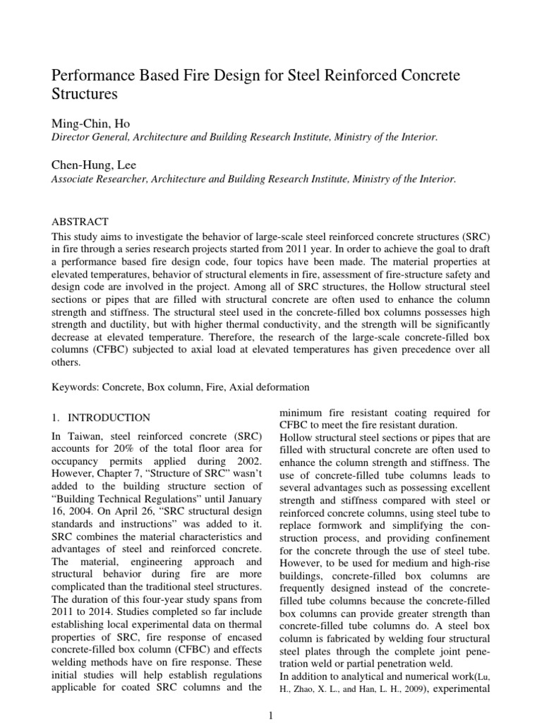 Performance Based Fire Design For Steel Reinforced Concrete Structures ...