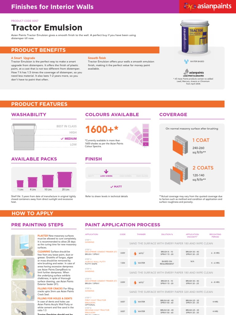 Asian Paints Tractor Emulsion | PDF | Paint | Manmade Materials