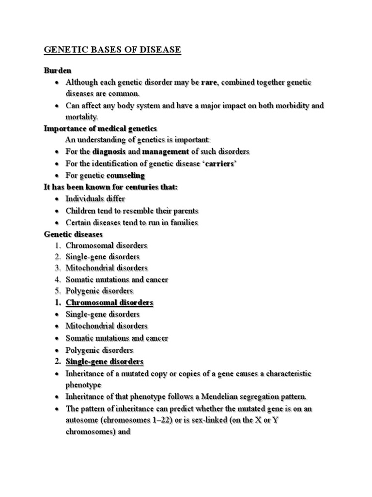 Genetic Basis of Disease | PDF | Genetic Disorder | Genetics