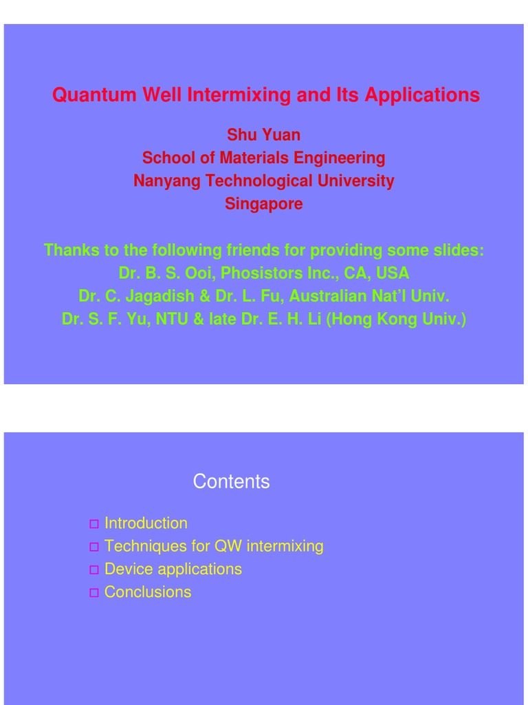 Quantum Well Intermixing and Its Applications | PDF | Laser Diode | Photolithography