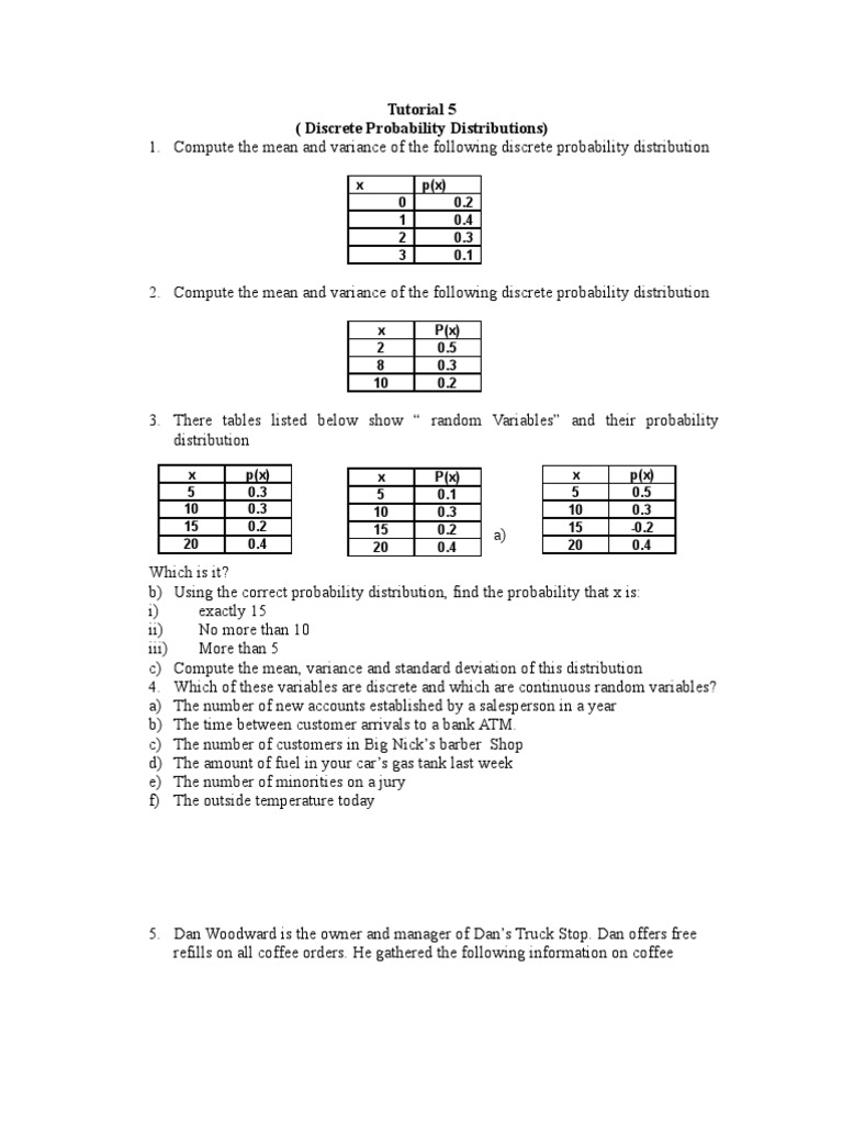 Tutorial 5 | PDF | Variance | Standard Deviation