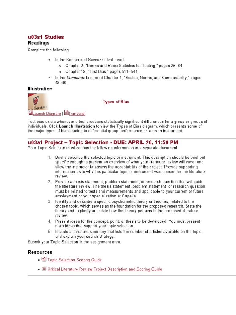 U03s1 Studies: Readings | PDF | Psychological Testing | Norm (Social)