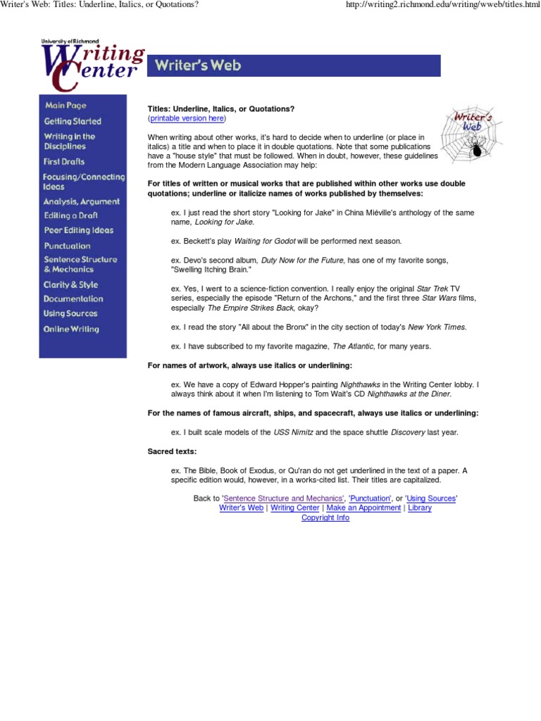 Underline, Italics, or Quotations - PDF | PDF | Young Adult | General Fiction