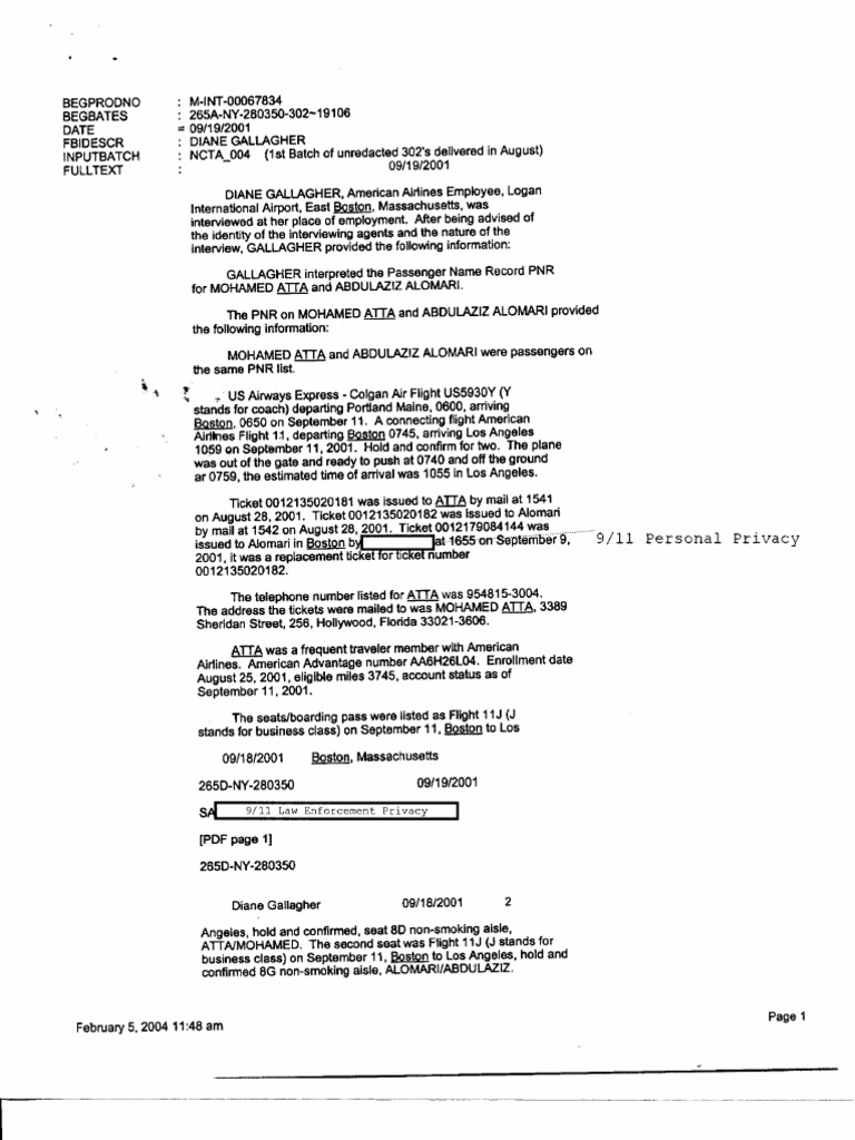 T7 B18 Atta Luggage FDR - Entire Contents - FBI 302 | PDF | Us Airways ...