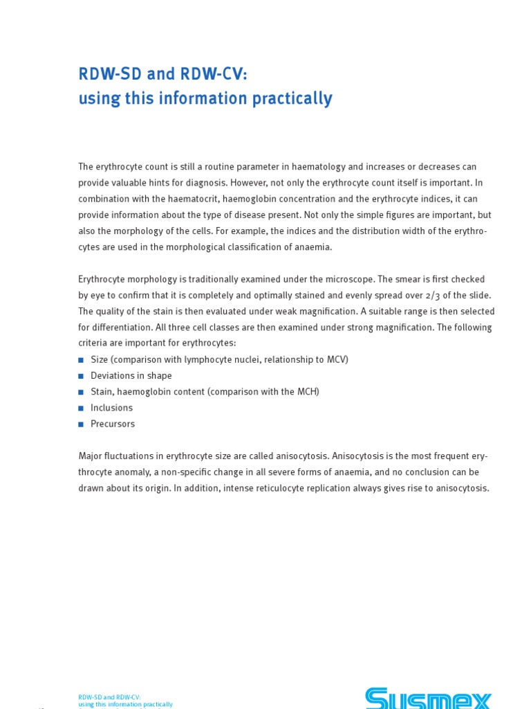 RDW-SD and RDW-CV | Anemia | Red Blood Cell