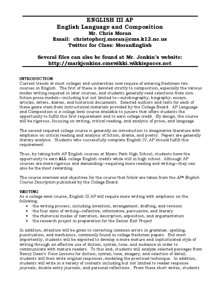 English Iii Ap English Language and Composition | PDF | Advanced ...