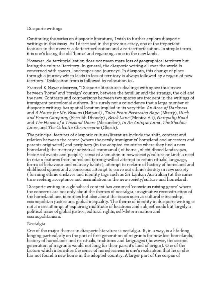 Diasporic Writings | PDF | Diaspora | Imagination