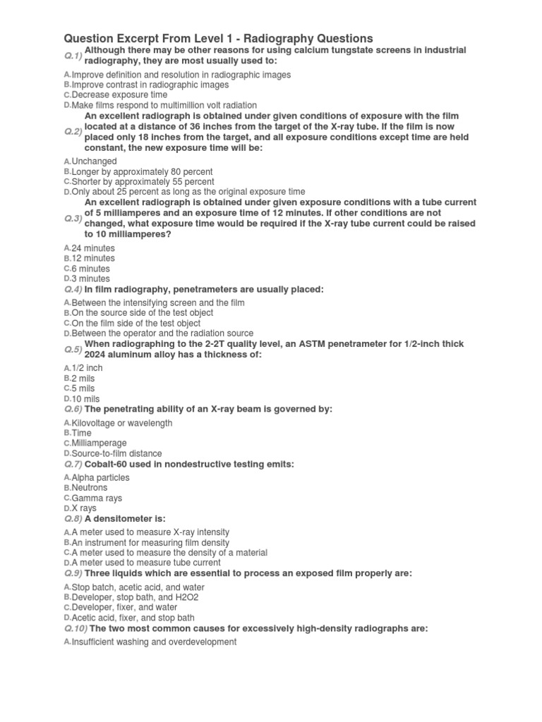 Radiography Questions: An Expert Review of Principles, Techniques and ...