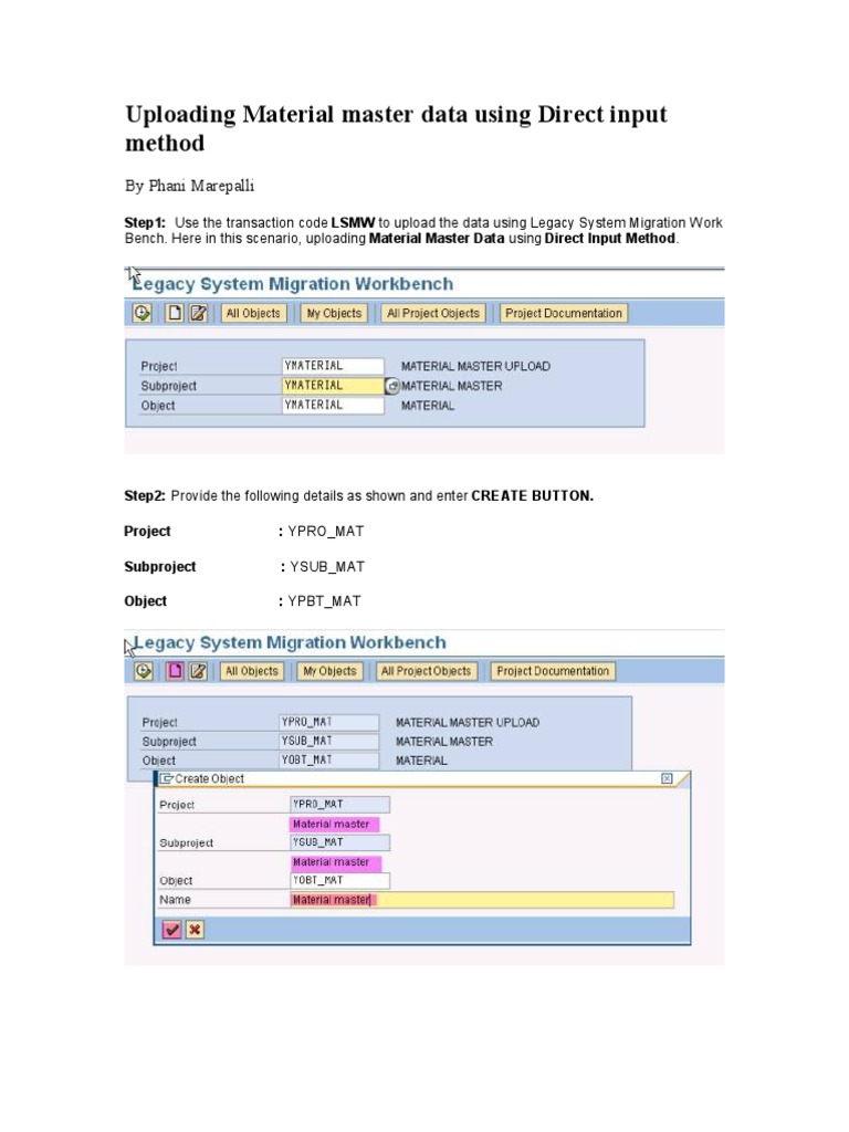 LSMW - Material Master Data Upload Using Direct Input Metho | PDF | Data | Data Management