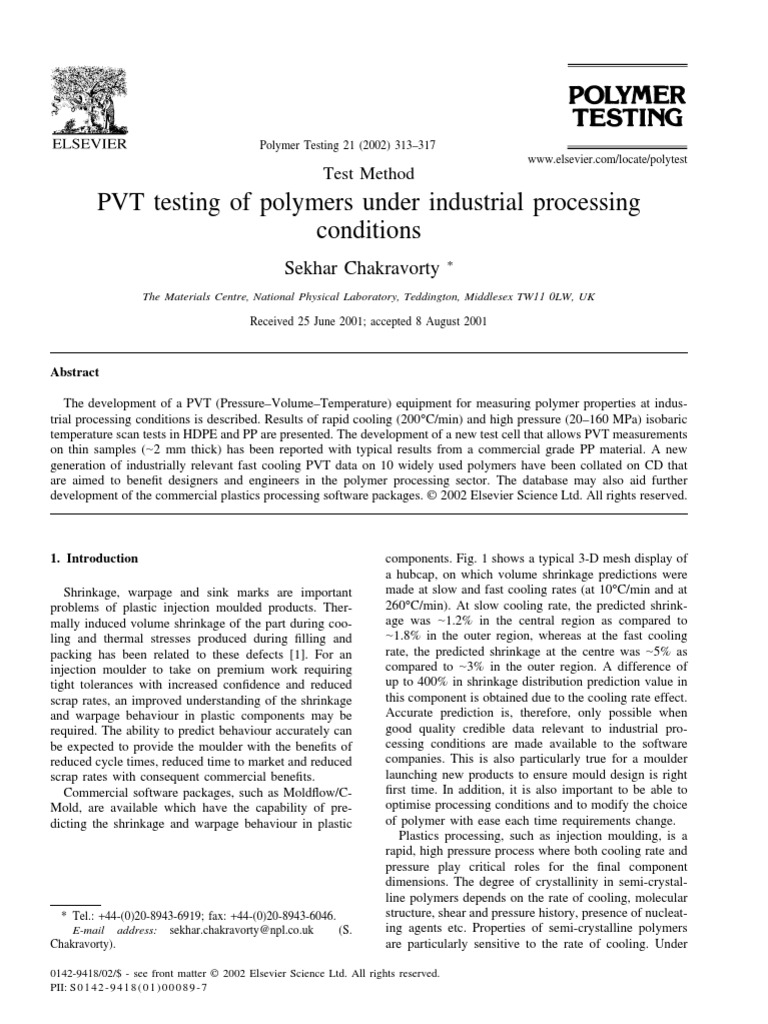 Industrial PVT Testing of Polymers | PDF | Casting (Metalworking ...