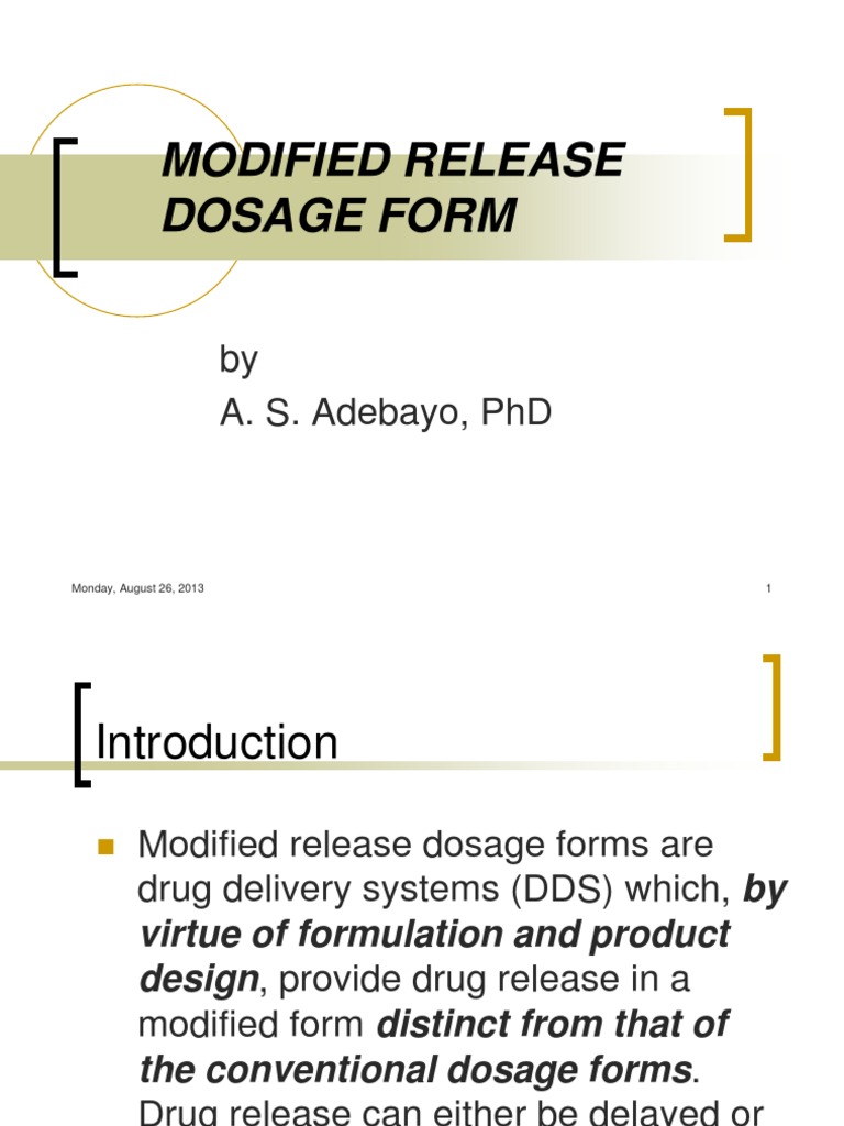 Modified Release Dosage Form | PDF | Tablet (Pharmacy) | Drugs