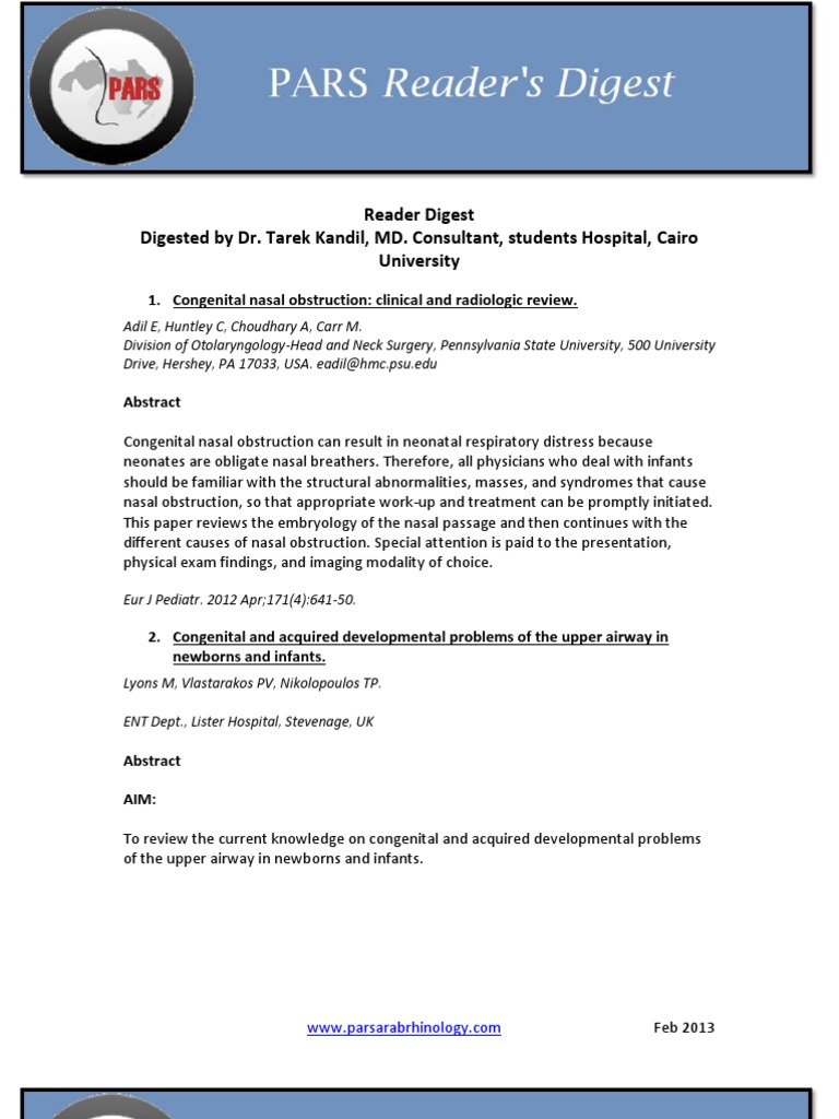 PARS Reader's Digest - Feb 2013 | PDF | Surgery | Pain