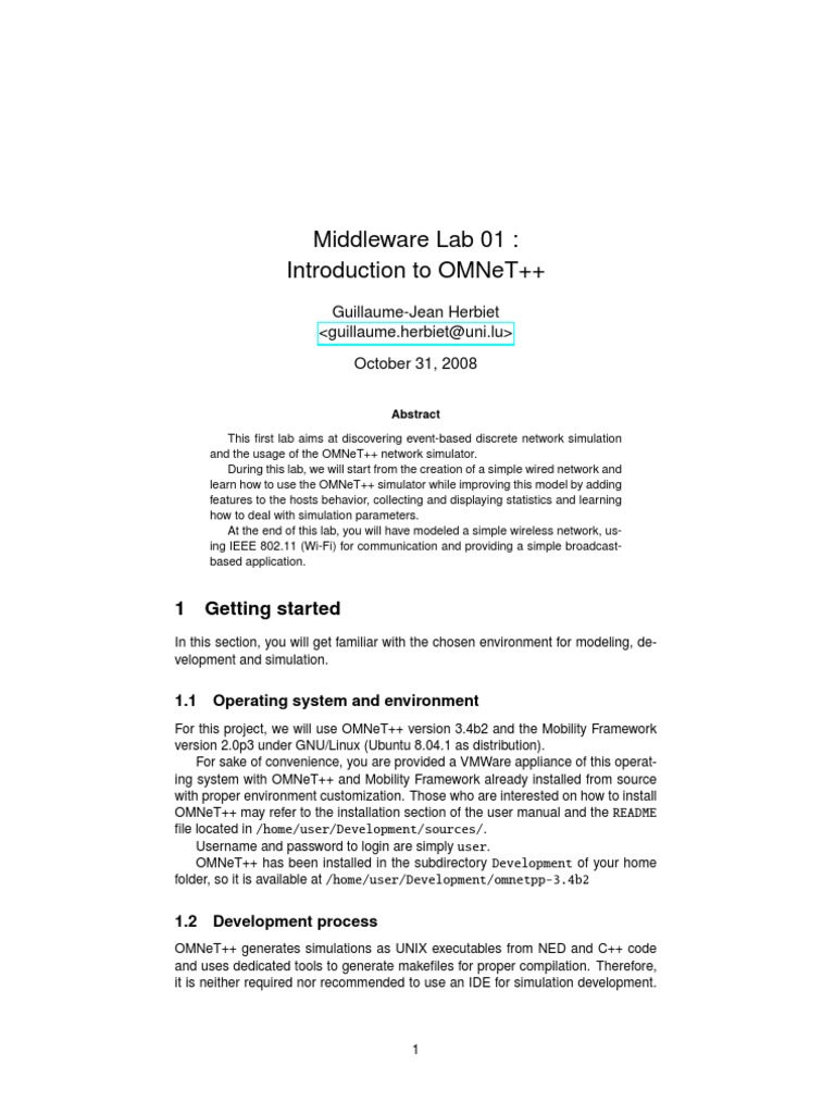 Omnet Lab01 | PDF | Routing | Parameter (Computer Programming)