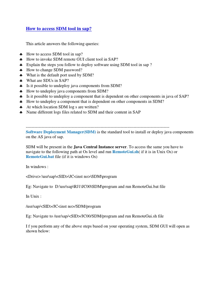 How To Access SDM Tool in Sap | PDF | Operating System | Command Line Interface