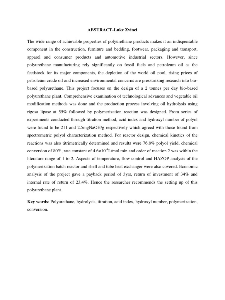 Capstone Abstracts | PDF | Polyurethane | Petroleum