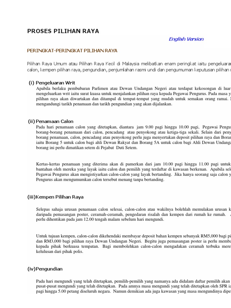 Proses Pilihan Raya | PDF