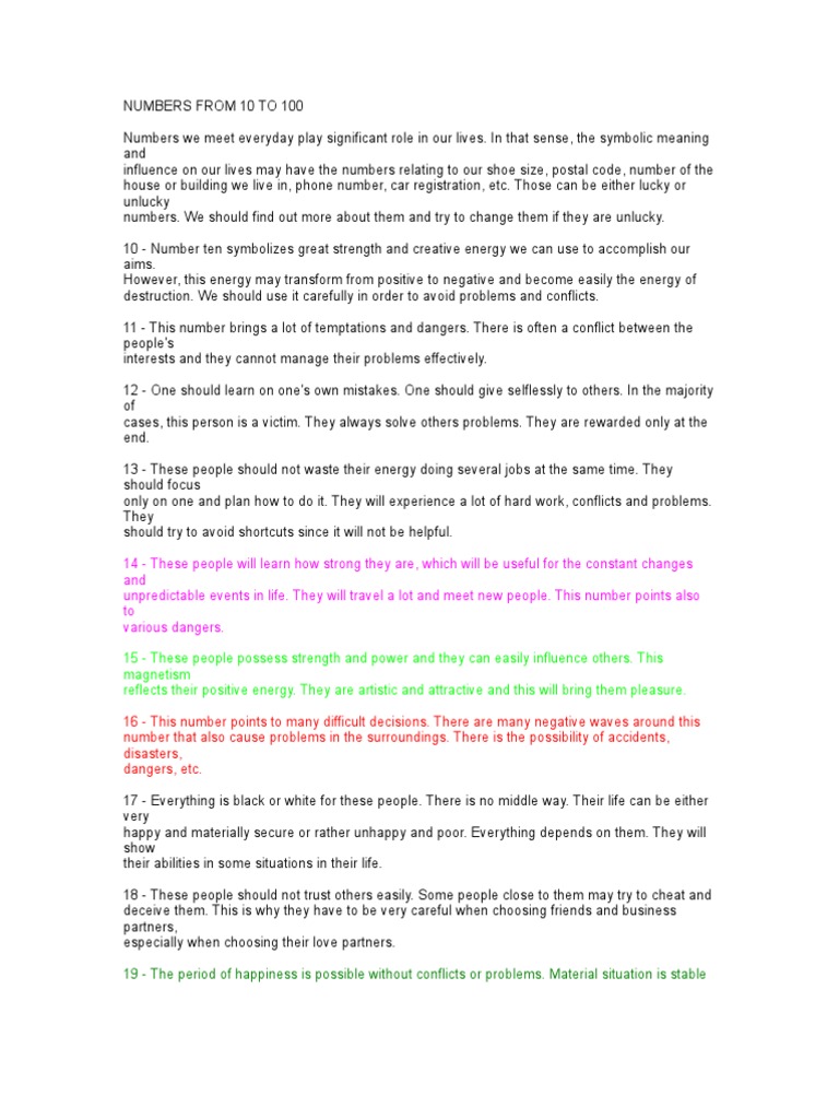 Numbers and their symbolic meanings | PDF | Love | Psychological Concepts