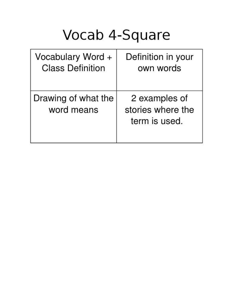 Vocab 4 Square | PDF