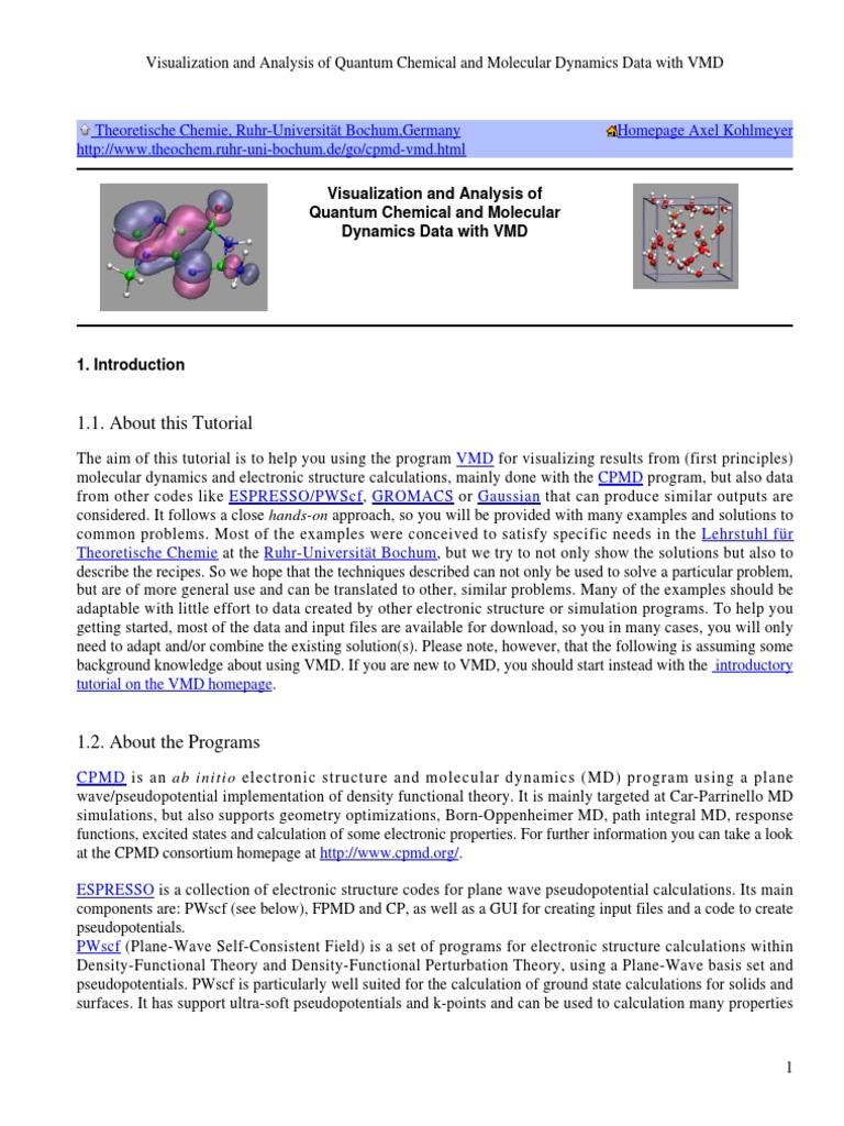 CPMD VMD | PDF | Molecular Dynamics | Molecular Orbital