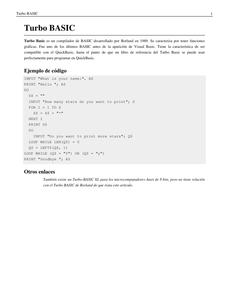 Turbo BASIC: Compilador de Borland | PDF