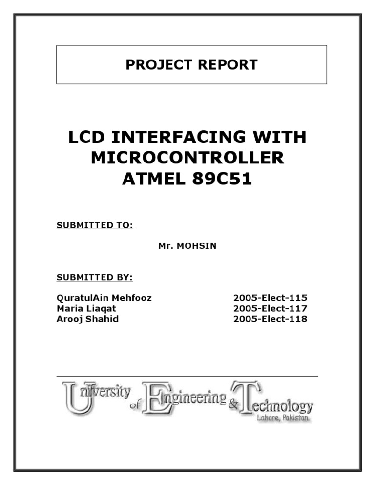 LCD Interfacing With Microcontroller ATMEL 89C51: Project Report | PDF | Business | Technology ...