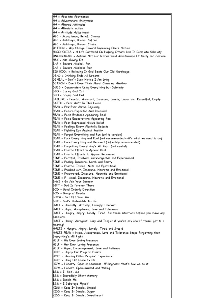 AA Slogans | PDF | Alcoholics Anonymous | Forgiveness