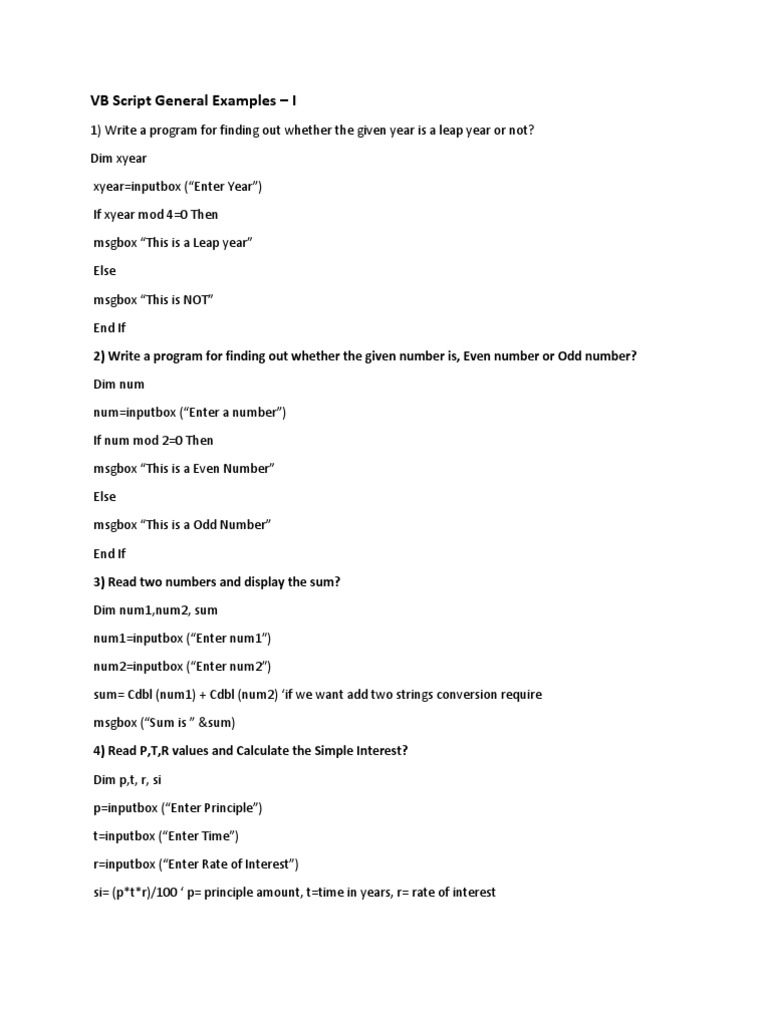 VB Script General Examples | PDF | Computer Programming | Computer Data