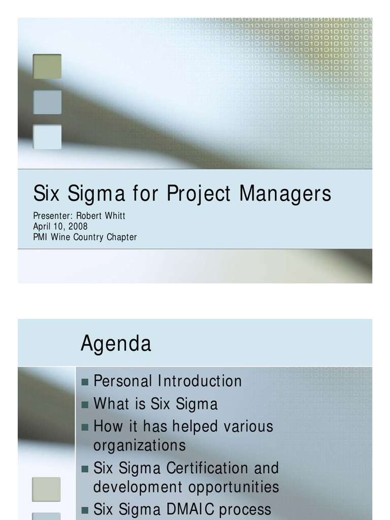 Six Sigma For Project Managers | PDF | Six Sigma | Data Analysis
