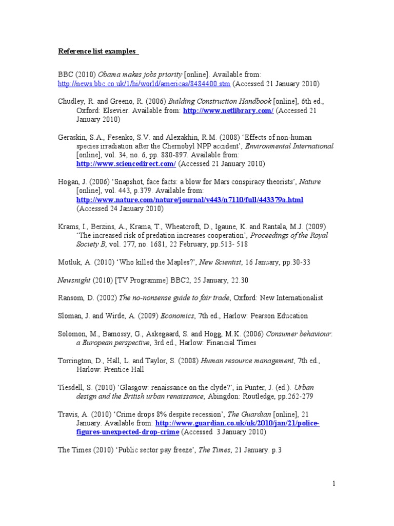 Harvard Reference List Example | PDF | Business