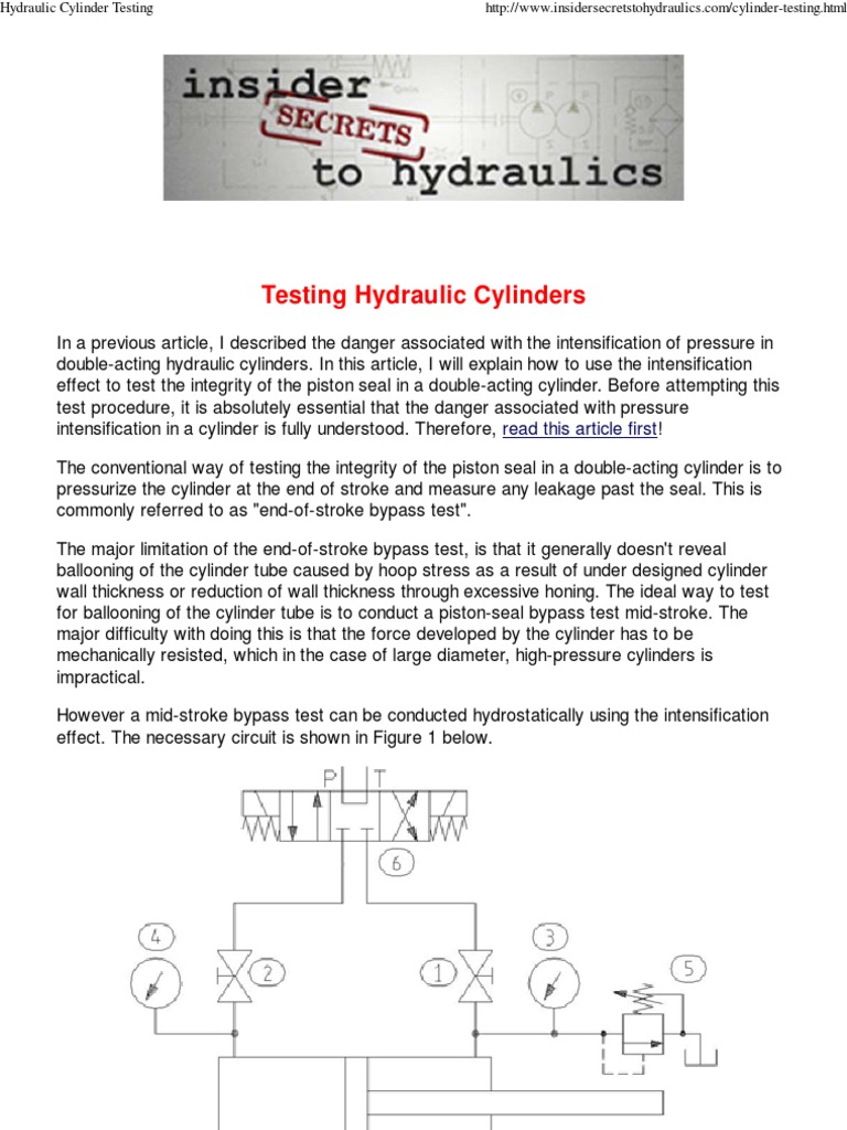 Hydraulic Cylinder Testing | PDF | Cylinder (Engine) | Valve