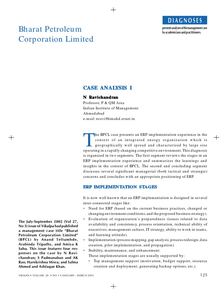 BPCL ERP Implementation Case Analysis | PDF | Enterprise Resource Planning | Business Process