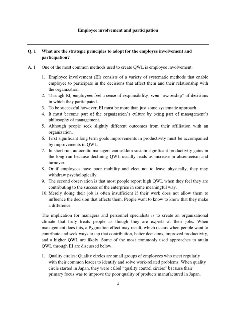 Employee Involvement and Participation | PDF | Organization Development ...