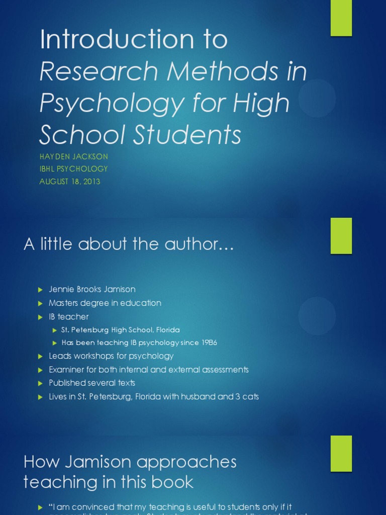 Introduction To Research Methods in Psychology For High School Students ...