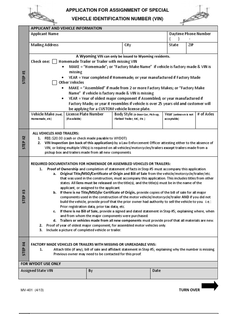 MV-401 State Assigned VIN | PDF