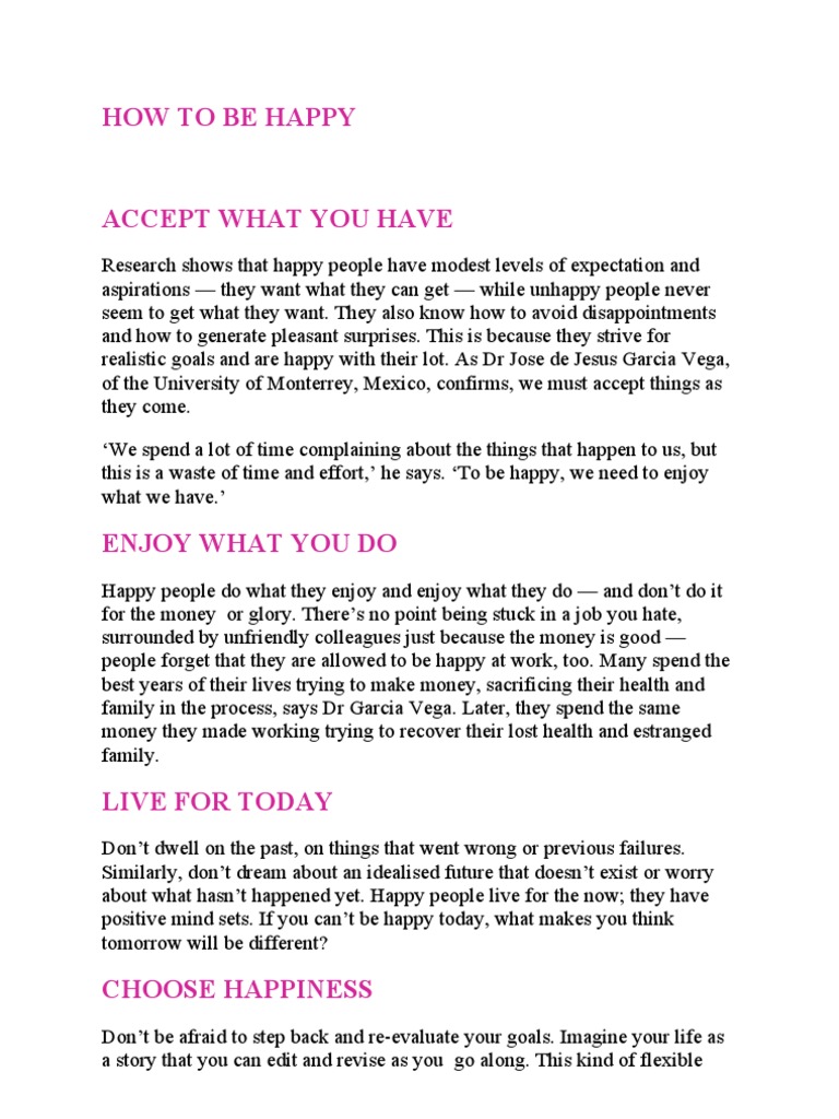 How To Be Happy | PDF | Happiness | Positive Psychology
