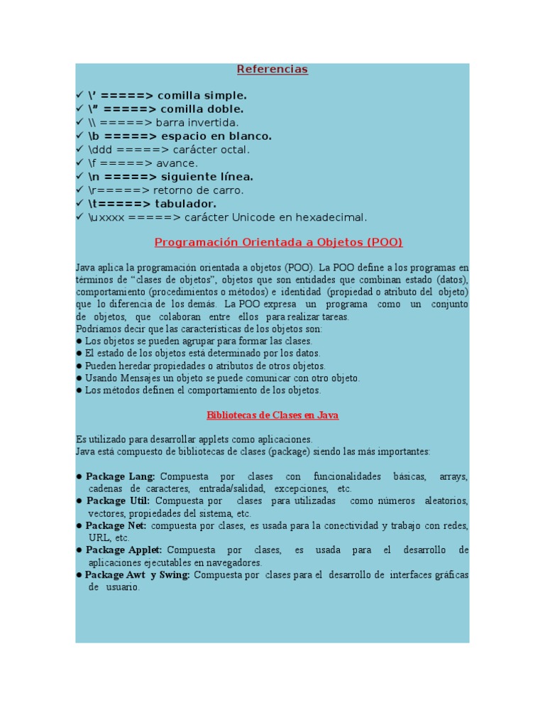 Resumen Visual Java (NetBeans) | PDF | Objeto (informática) | Java (lenguaje de programación)
