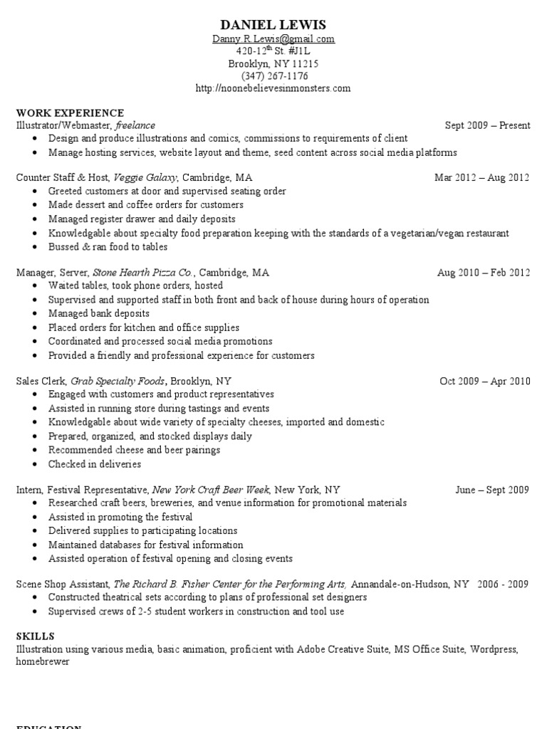 Daniel Lewis - Resume | PDF | Art