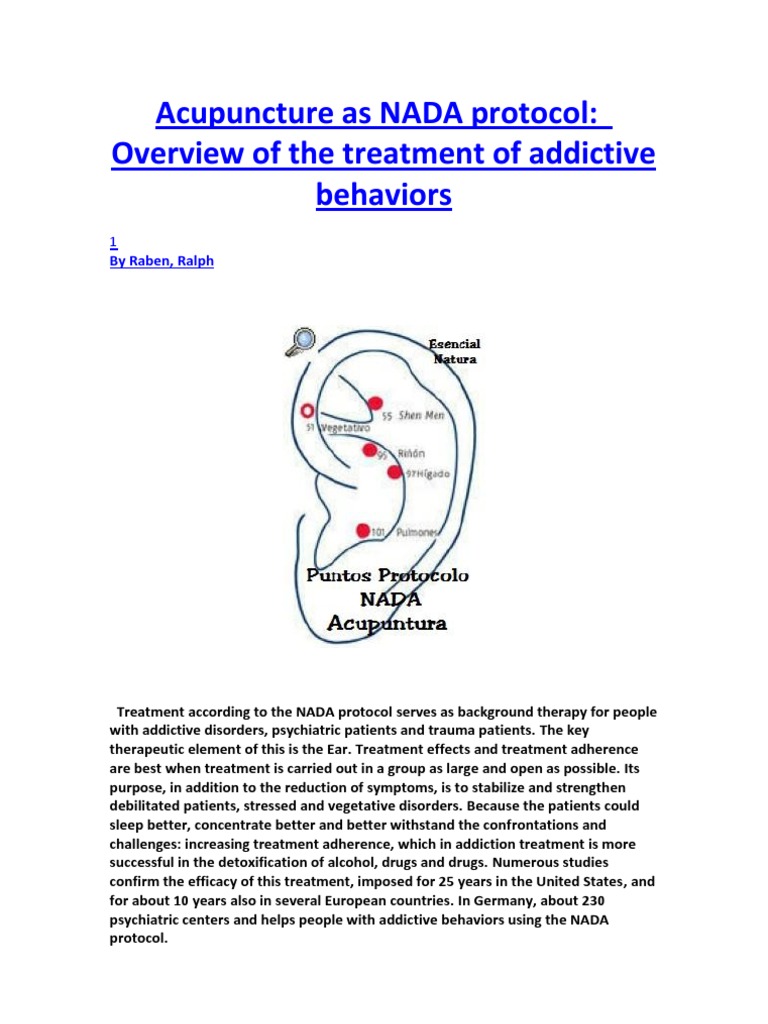 Acupuncture as NADA protocol.docx | Substance Dependence | Acupuncture