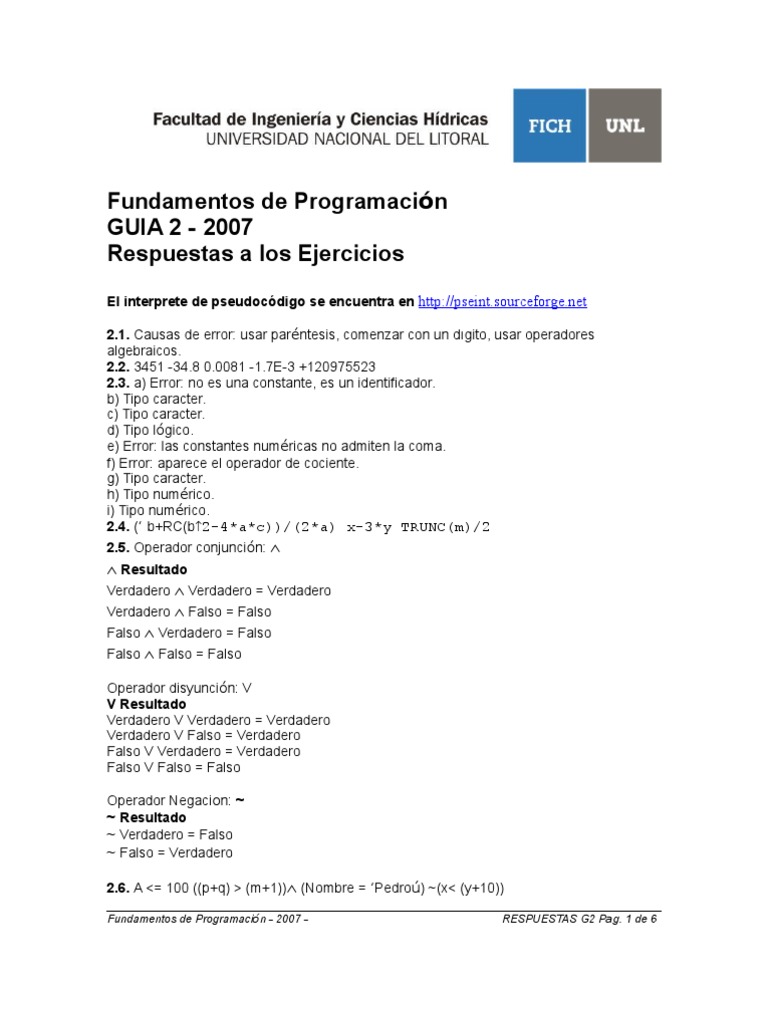 Respuestas Guia 02 (Algoritmos Computacionales | PDF | Algoritmos ...
