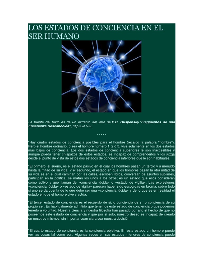 Los Estados de Conciencia Del Ser Humano | PDF | Dormir | Subjetividad