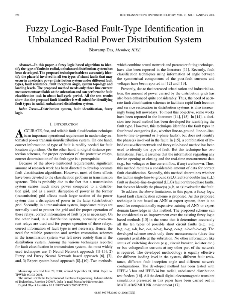 Fuzzy Logic Based Fault Type Identification In 3 Pdf Electric Power Distribution 