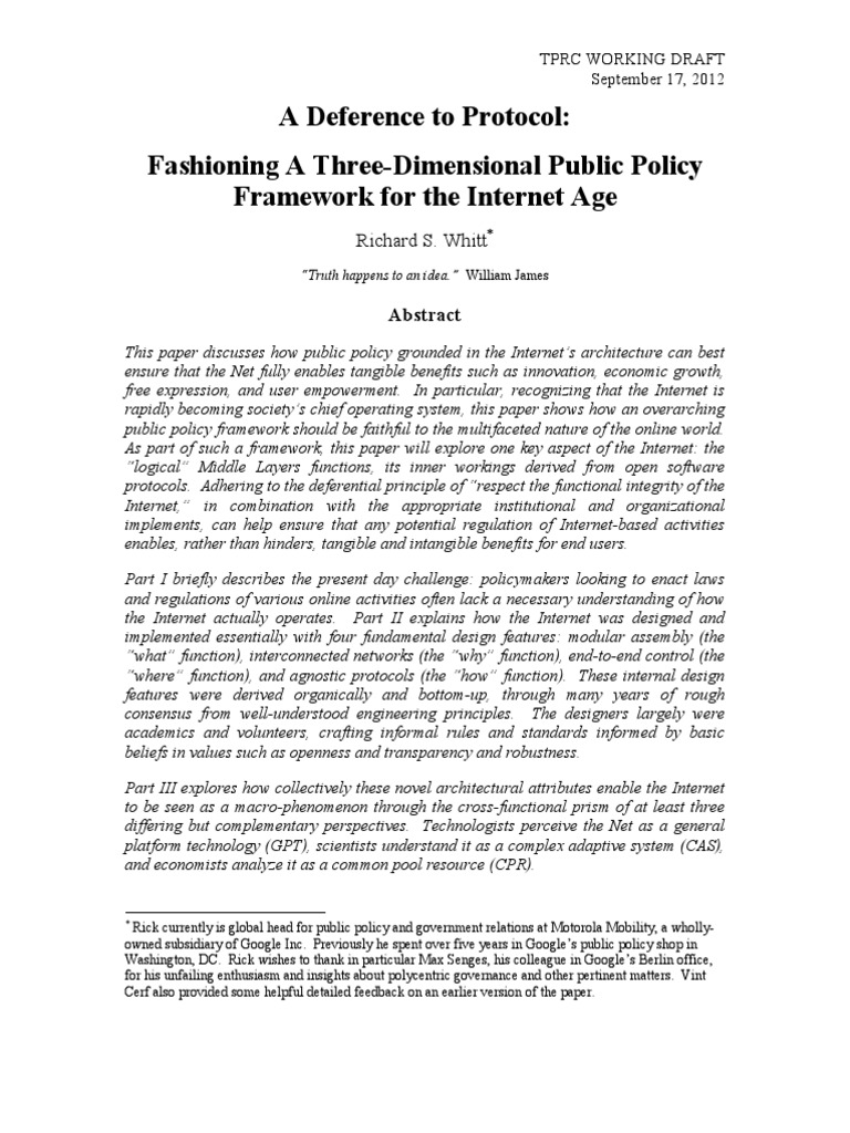 Public Policy Framework | PDF | Internet Protocol Suite | Internet ...