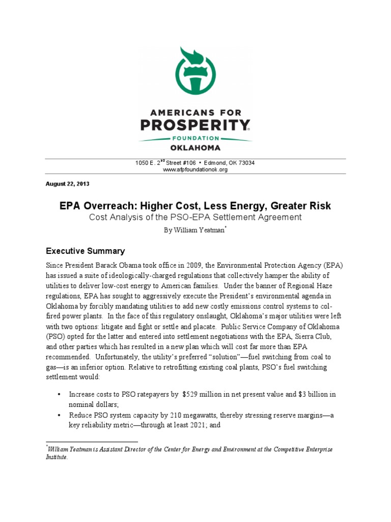 William Yeatman - EPA Overreach: Higher Cost, Less Energy, Greater Risk ...