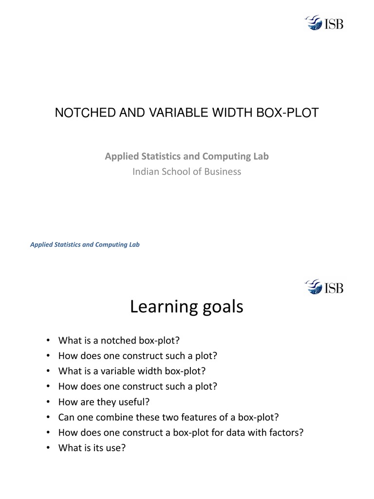 Notched and Variable Width Box-Plots | PDF | Median | Statistics