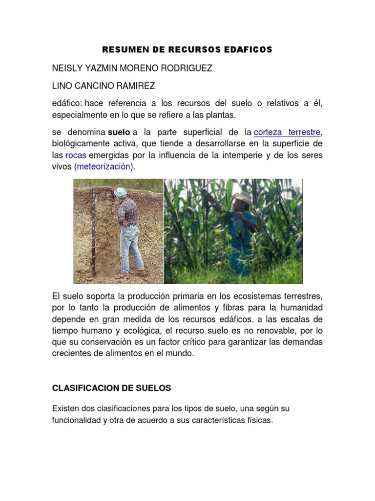 Resumen de Recursos Edaficos | PDF | Materiales naturales | Suelo